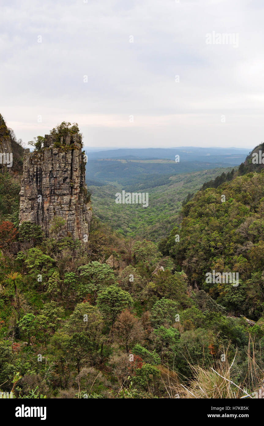 South Africa, Mpumalanga: green landscape with the Pinnacle, geological ...