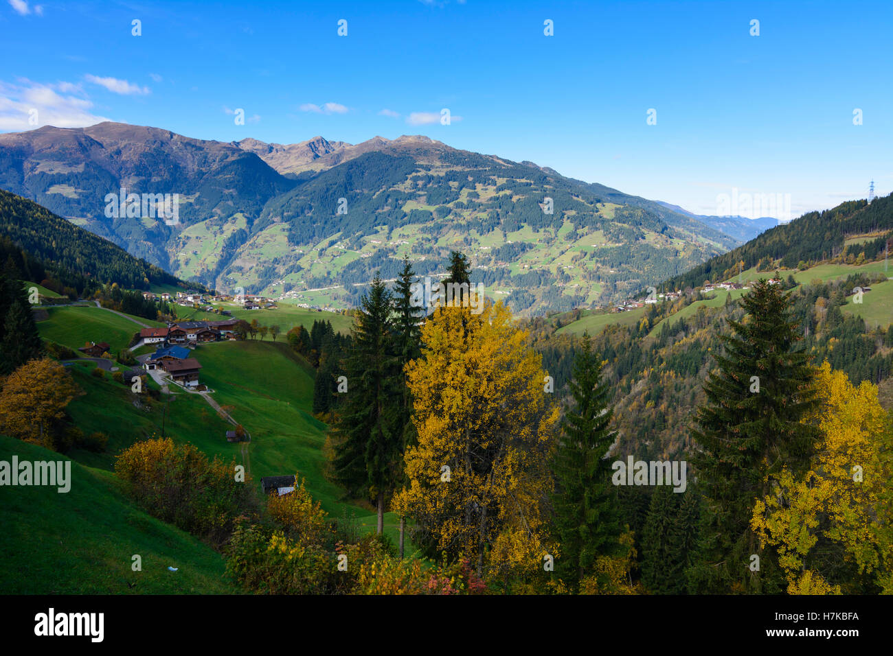 Hainzenberg: Gerlosbach valley, alp alpine pasture, Zillertaler Alpen ...
