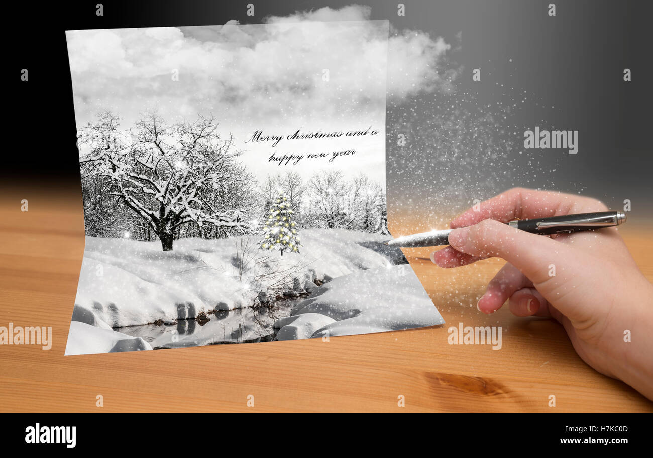 Christmas happy new year snowfall hi-res stock photography and images ...