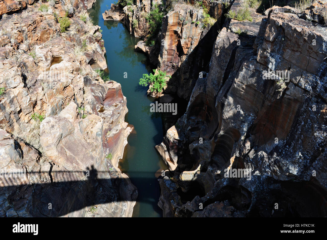South Africa: view of the potholes and plunge pools of the Truer River ...