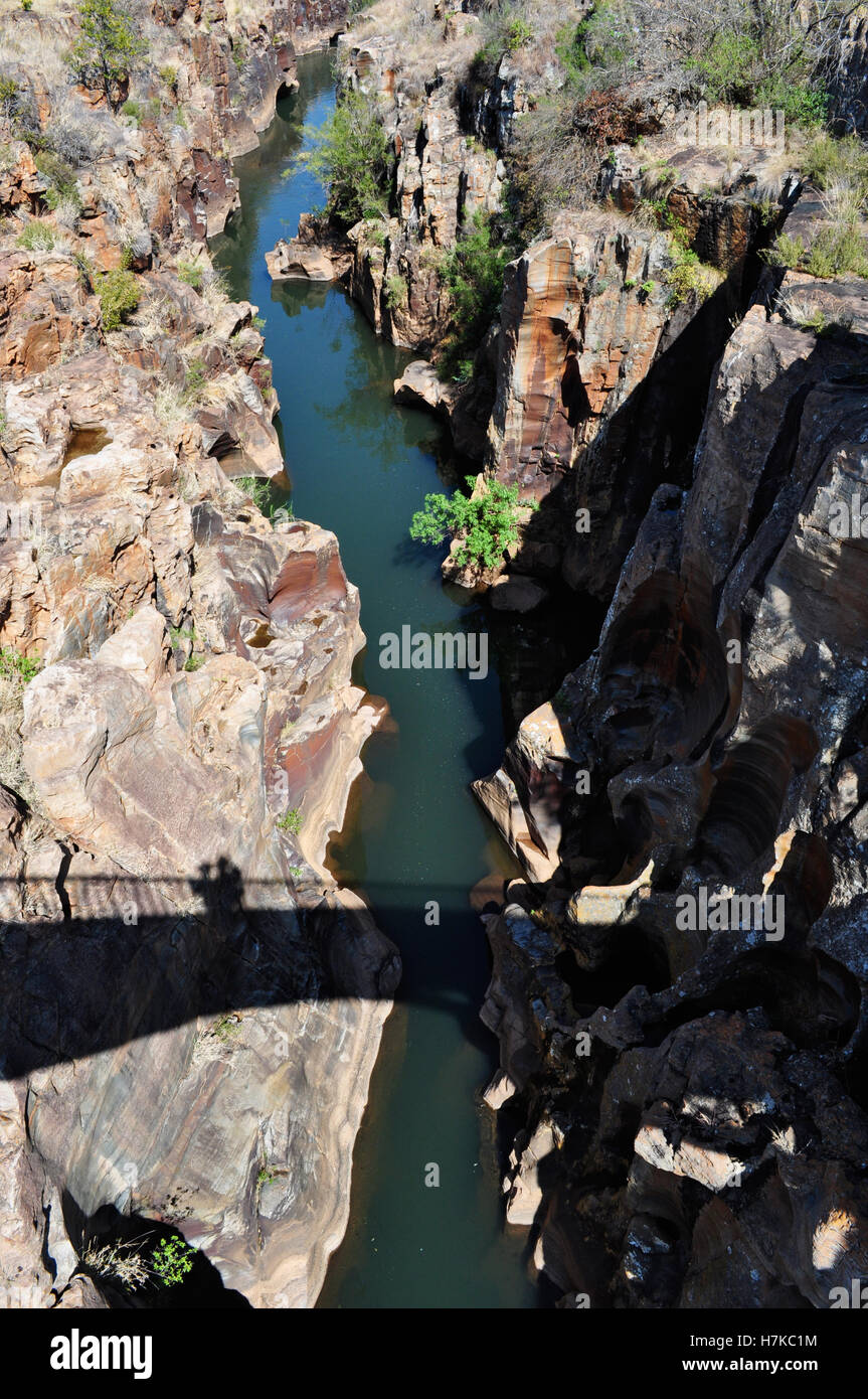 South Africa: view of the potholes and plunge pools of the Truer River ...