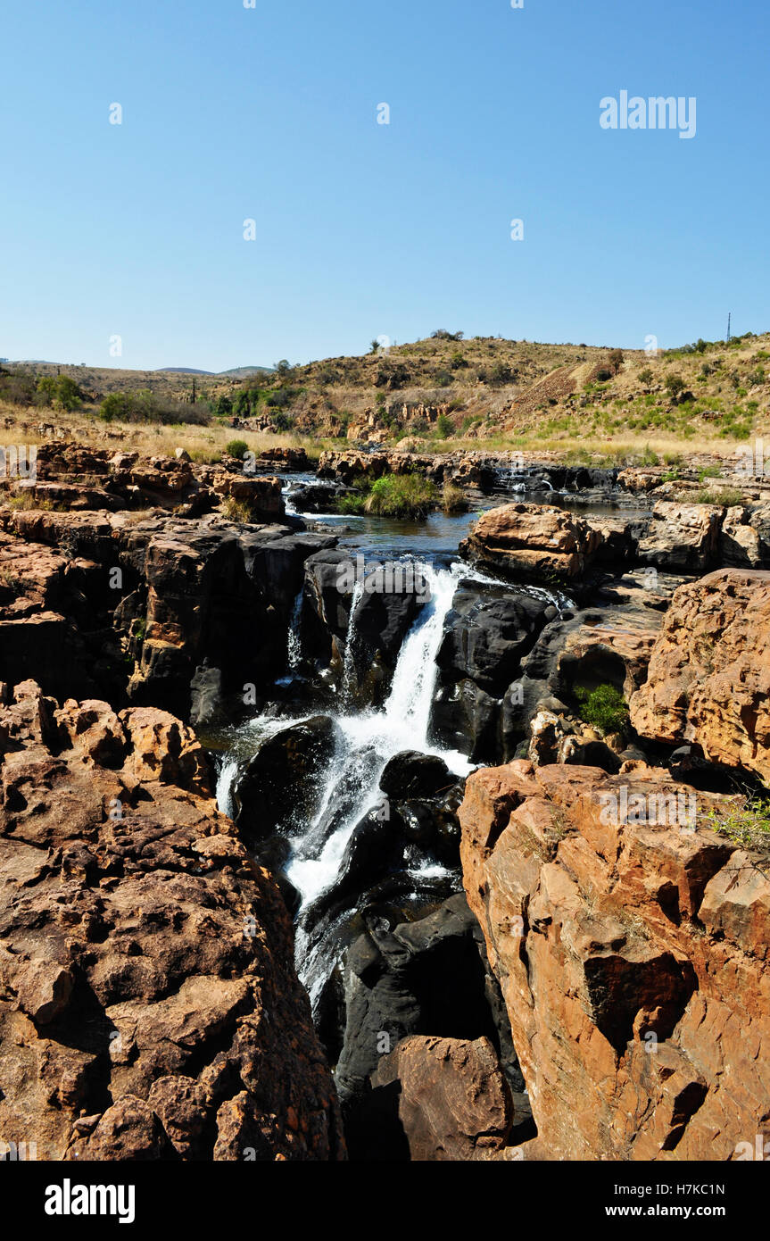South Africa: view of the potholes and plunge pools of the Truer River ...