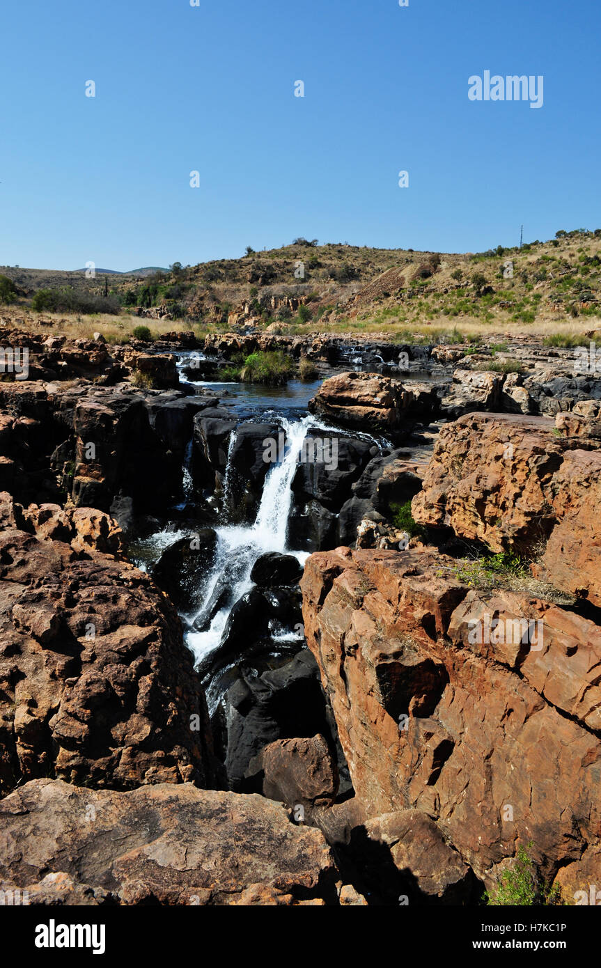 South Africa: view of the potholes and plunge pools of the Truer River ...