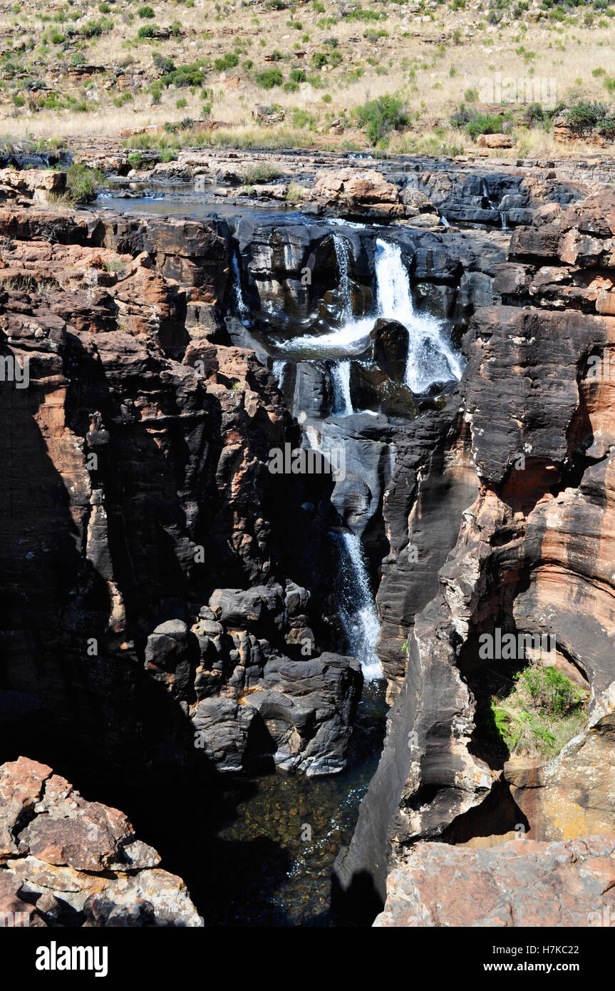 South Africa: view of the potholes and plunge pools of the Truer River ...
