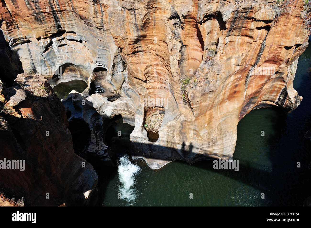 South Africa: view of the potholes and plunge pools of the Truer River ...