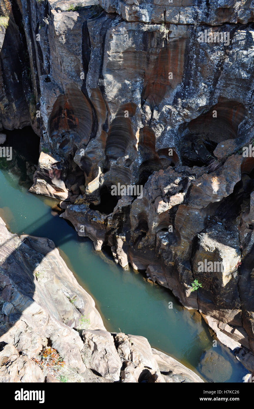 South Africa: view of the potholes and plunge pools of the Truer River ...