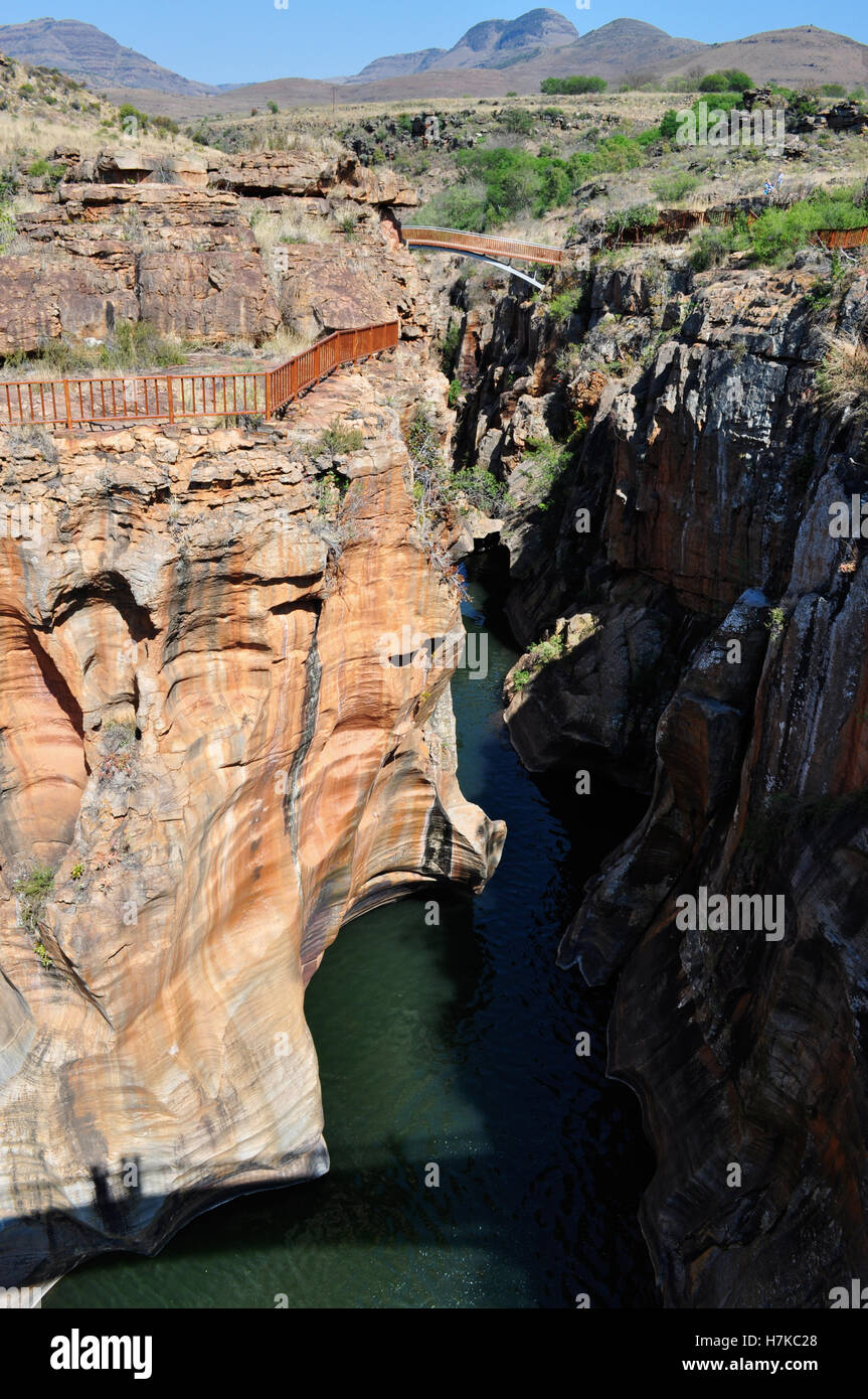 South Africa: view of the potholes and plunge pools of the Truer River ...