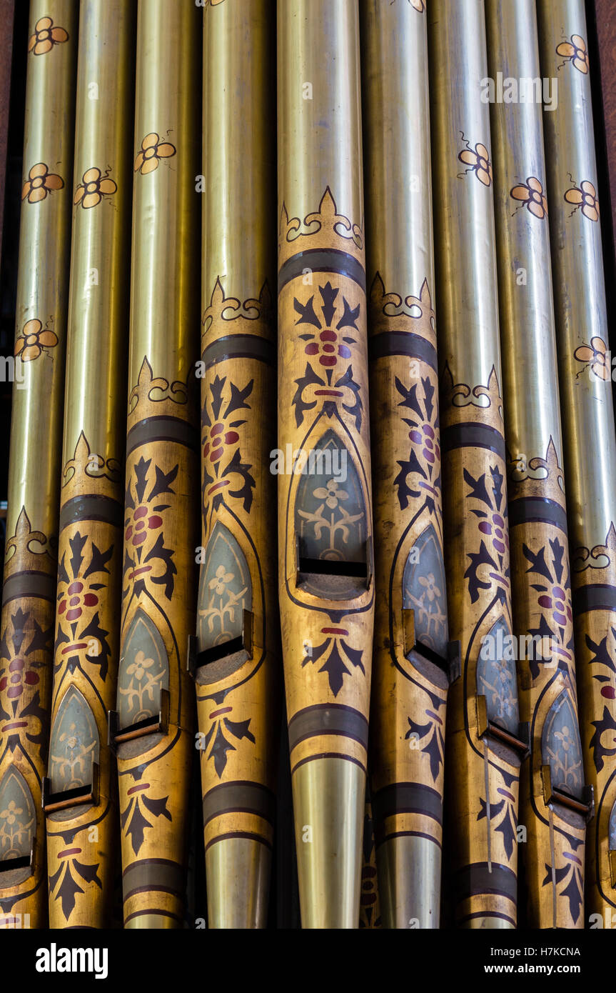 Decorated organ pipes in a church Stock Photo - Alamy