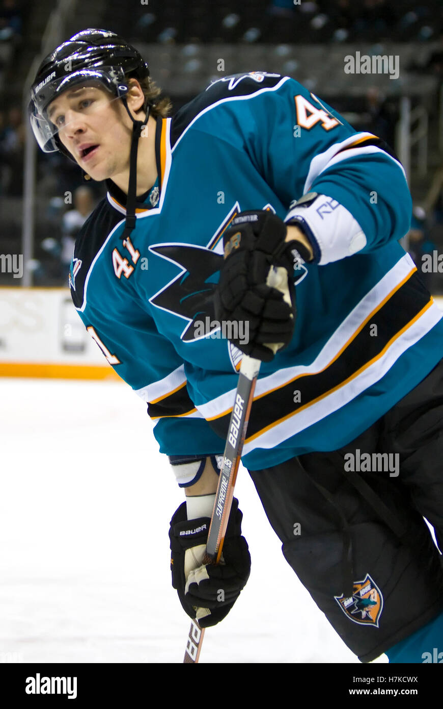 December 11, 2009; San Jose, CA, USA; San Jose Sharks right wing Jed ...