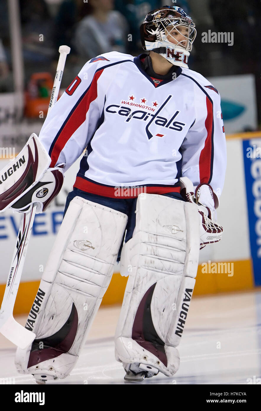 December 30, 2009; San Jose, CA, USA; Washington Capitals goalie Michal ...