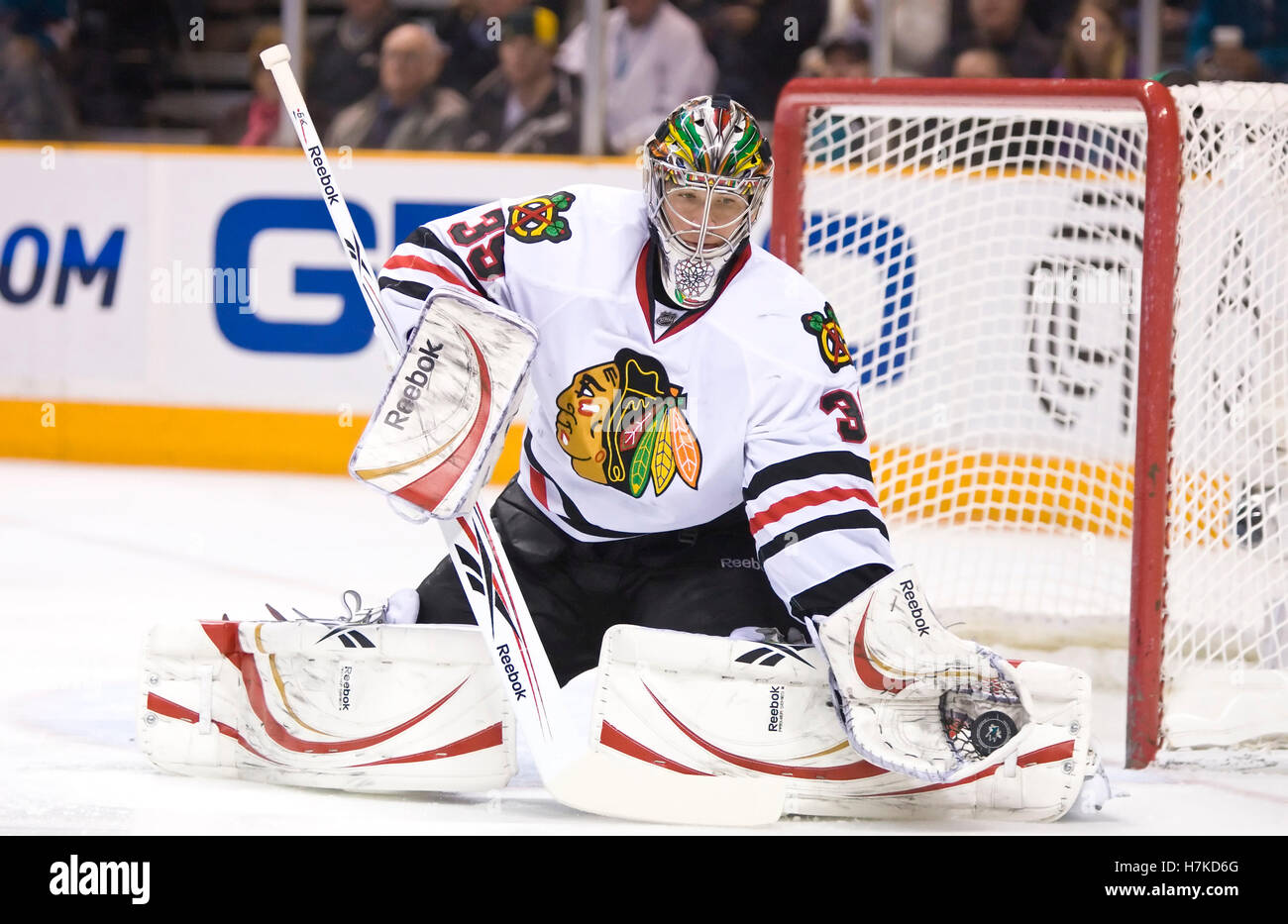 January 28, 2010; San Jose, CA, USA; Chicago Blackhawks goalie ...