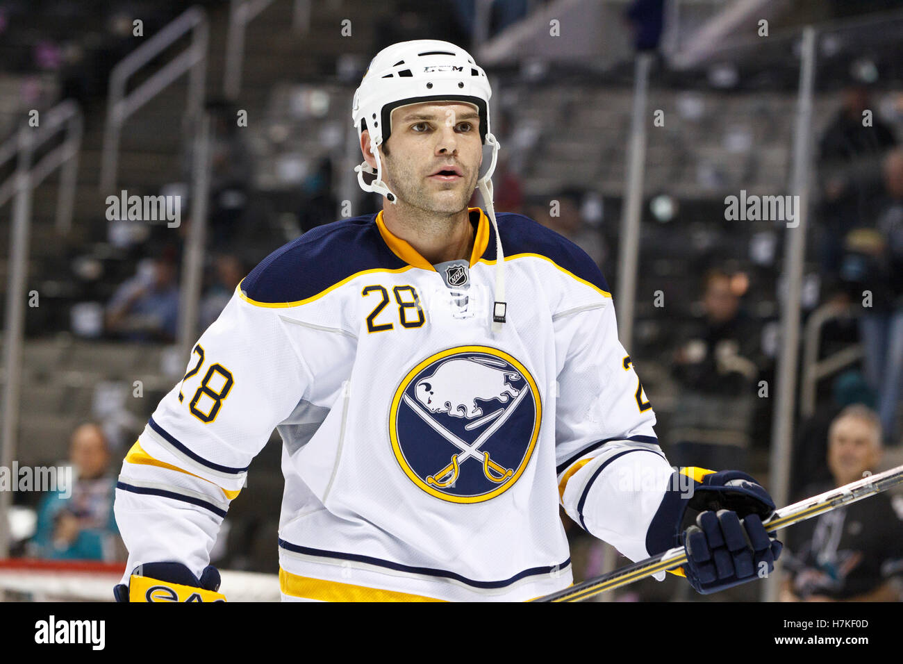 January 6, 2011; San Jose, CA, USA; Buffalo Sabres center Paul Gaustad ...