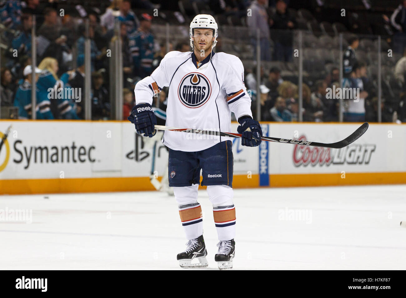 January 13, 2011; San Jose, CA, USA; Edmonton Oilers defenseman Taylor ...