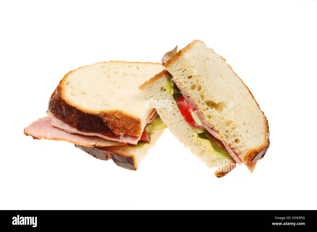 Ham salad sandwich made with crusty white bread isolated on white Stock ...