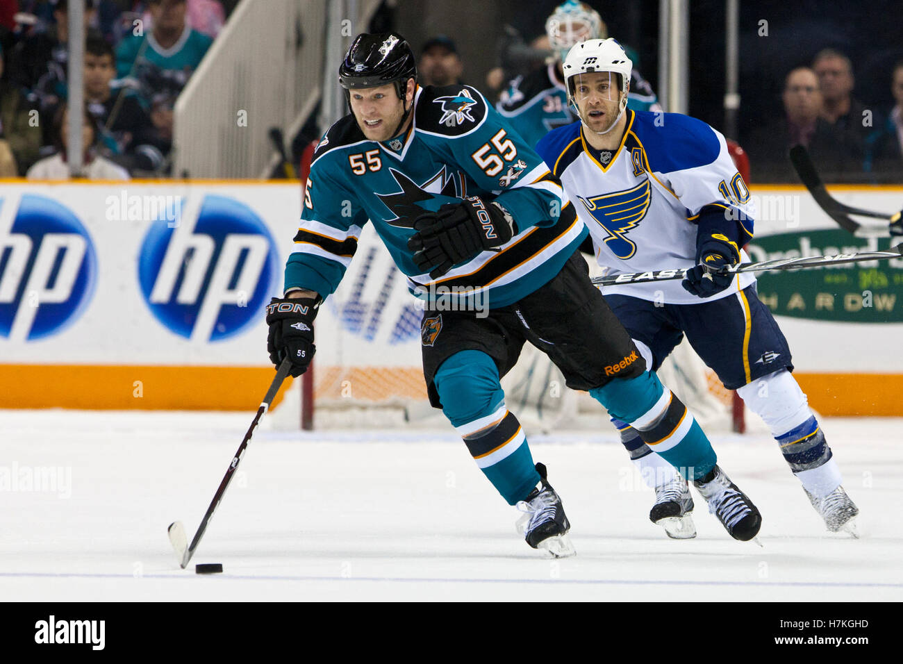 March 19, 2011; San Jose, CA, USA; San Jose Sharks left wing Ben Eager ...