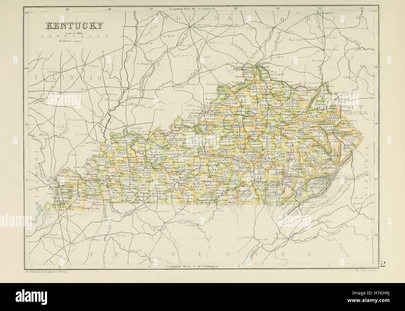 Historical map of kentucky hi-res stock photography and images - Alamy