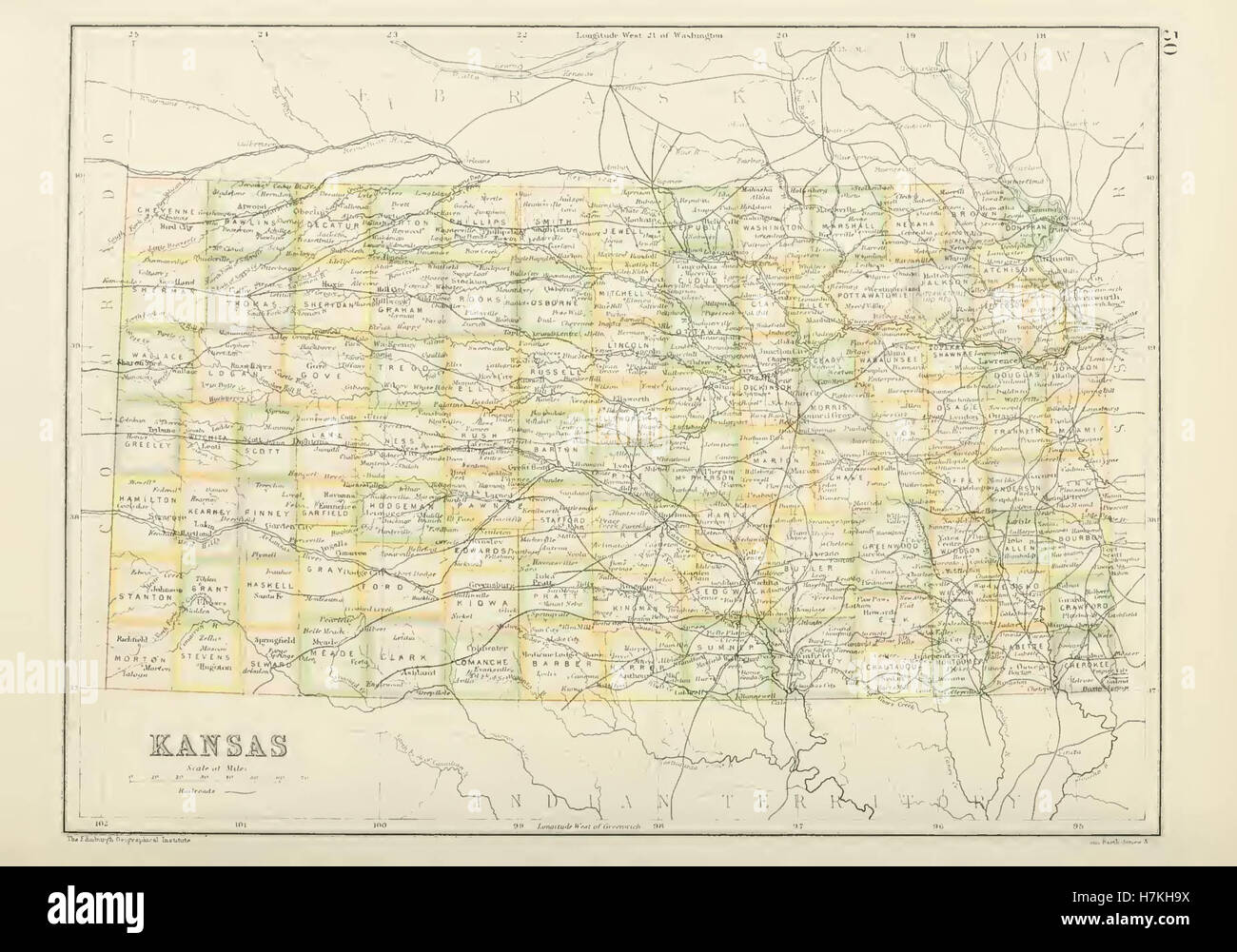 Old map of kansas hi-res stock photography and images - Alamy
