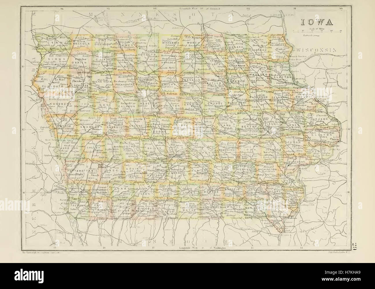 Vintage iowa map hi-res stock photography and images - Alamy
