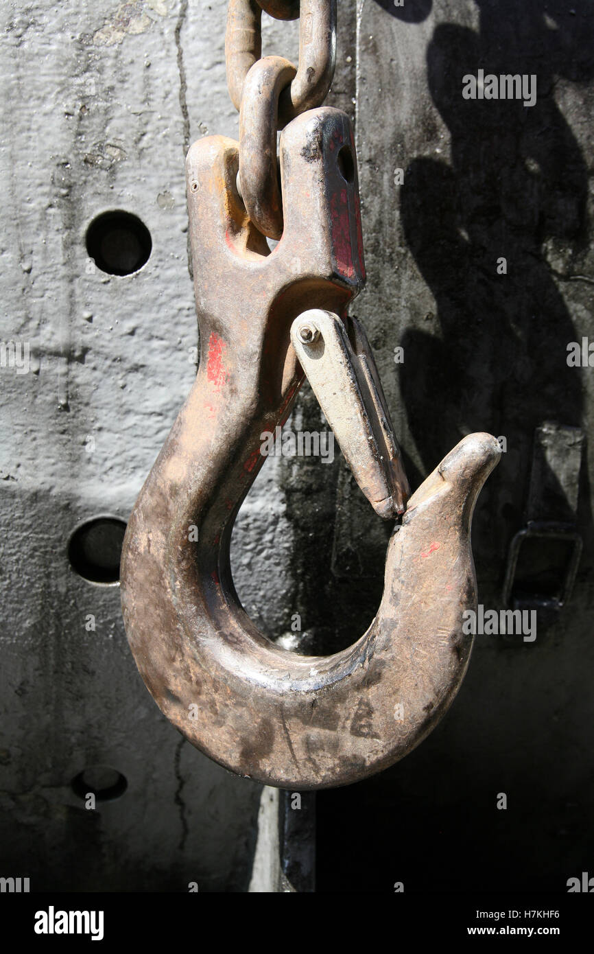 Industrial crane hook and stainless metal chain shackles Stock Photo ...