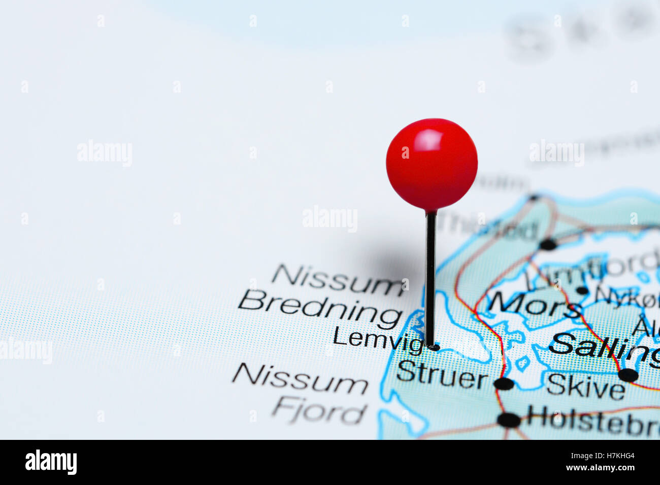 Lemvig pinned on a map of Denmark Stock Photo - Alamy
