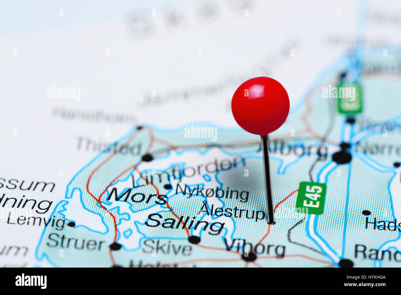 Aalestrup pinned on a map of Denmark Stock Photo - Alamy