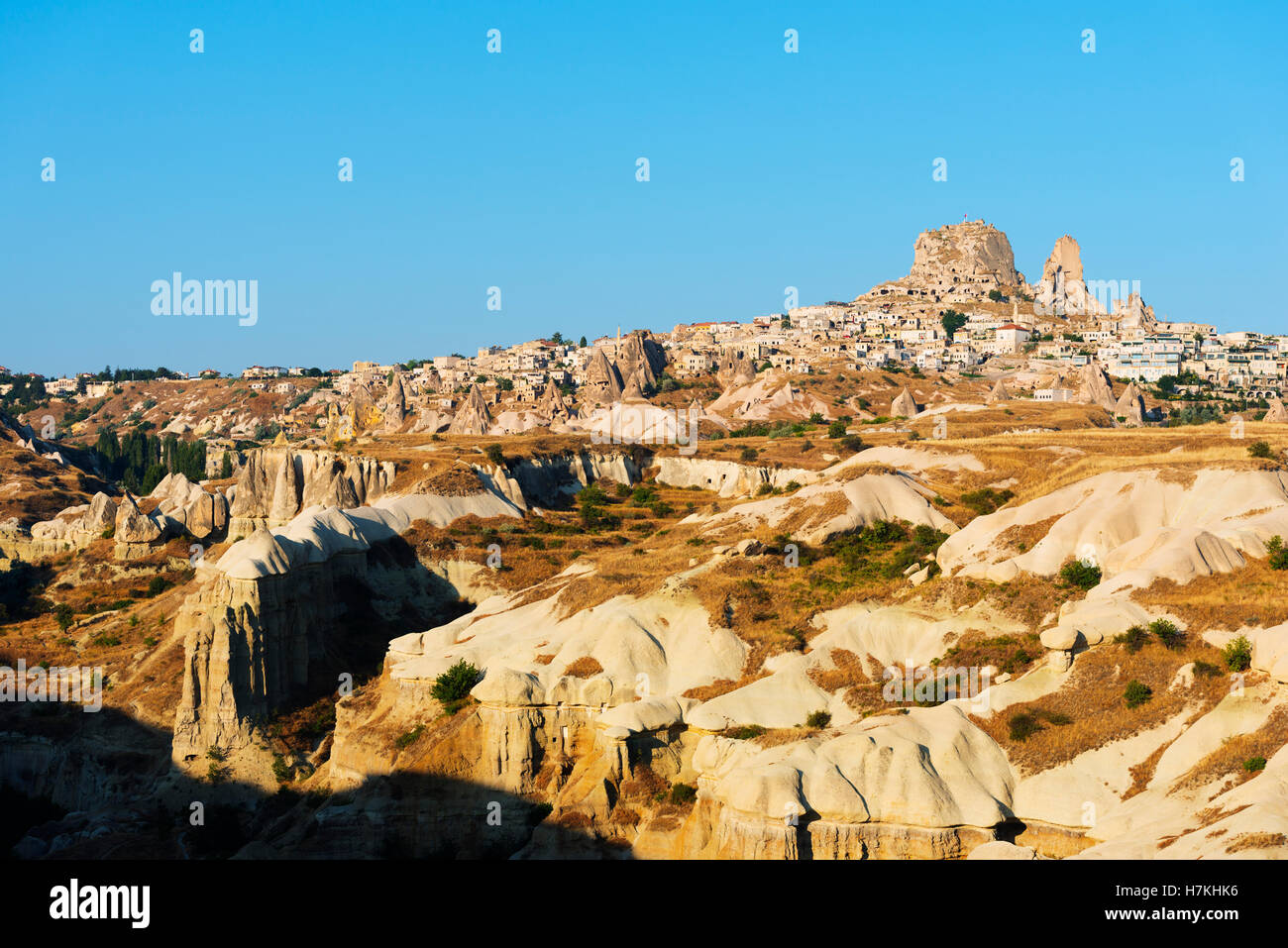 Turkey, Central Anatolia, Cappadocia, rockcut topography at Uchisar ...