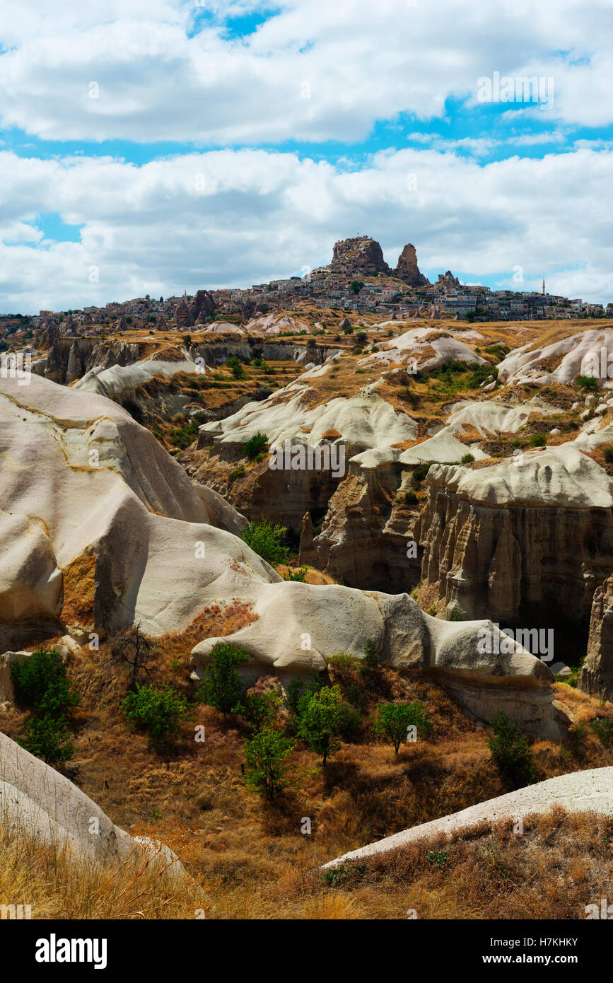 Turkey, Central Anatolia, Cappadocia, rockcut topography at Uchisar ...