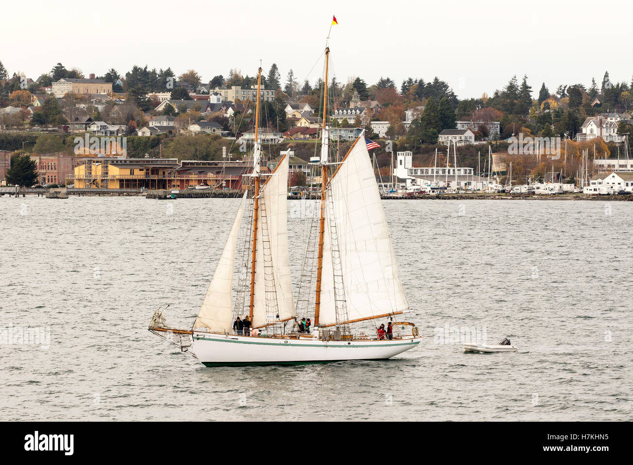 Port Townsend sailing boat, sailboat wooden schooner yacht , Puget Sound, Washington with ...