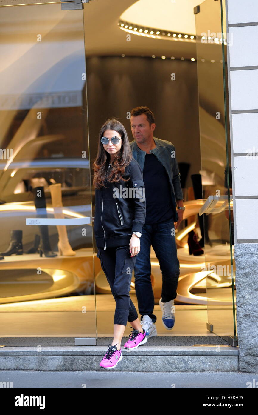 Lothar Matthaus and his wife Anastasia Klimko seen shopping and having ...