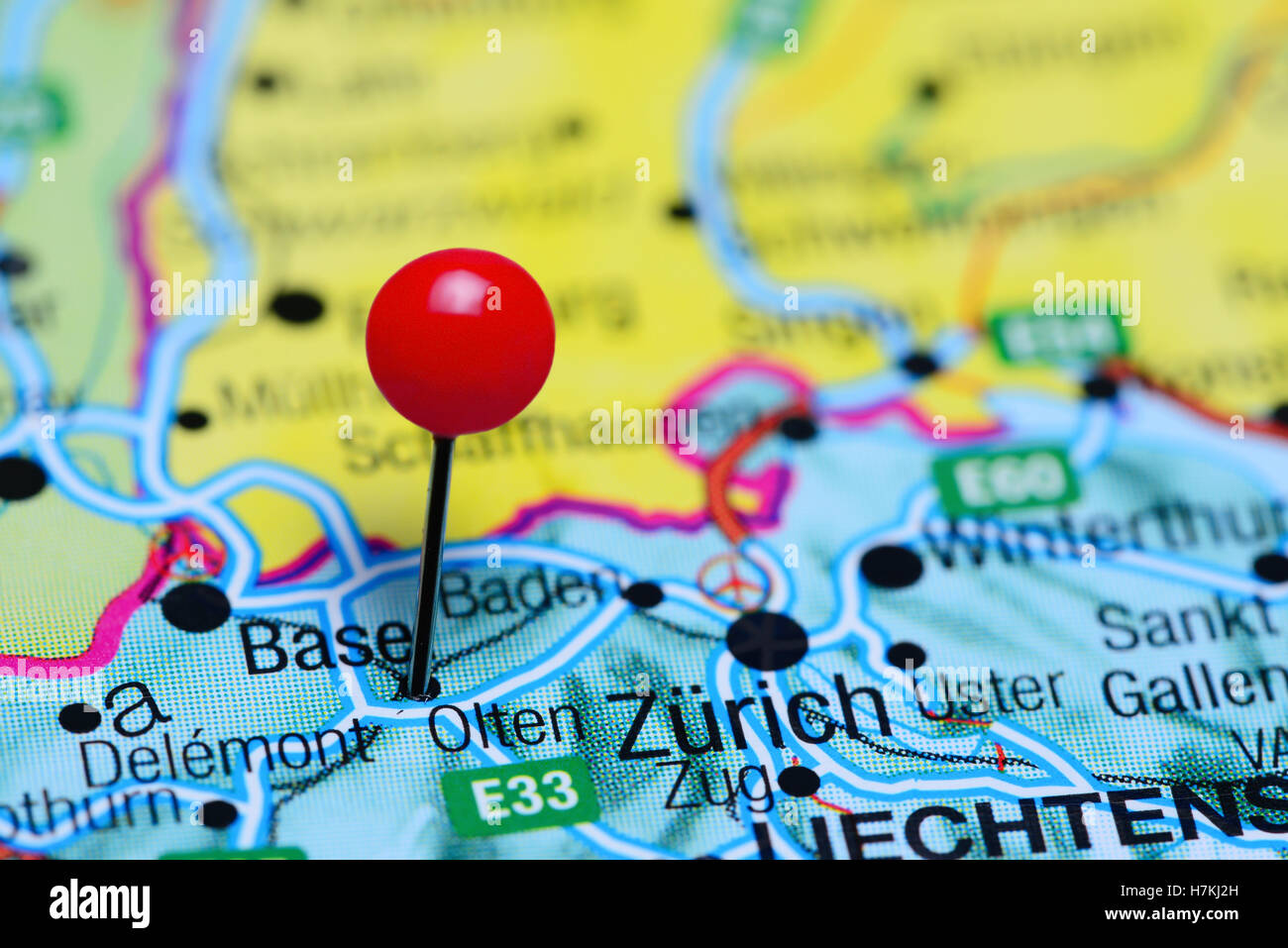 Olten pinned on a map of Switzerland Stock Photo - Alamy