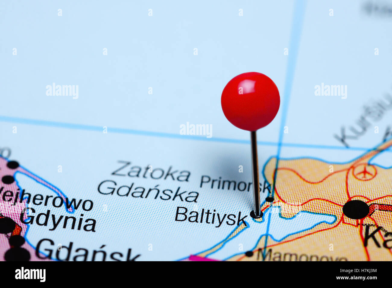 Baltiysk pinned on a map of Russia Stock Photo - Alamy