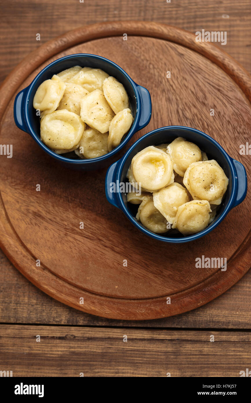 Meat Dumplings - russian boiled pelmeni in plate Stock Photo - Alamy