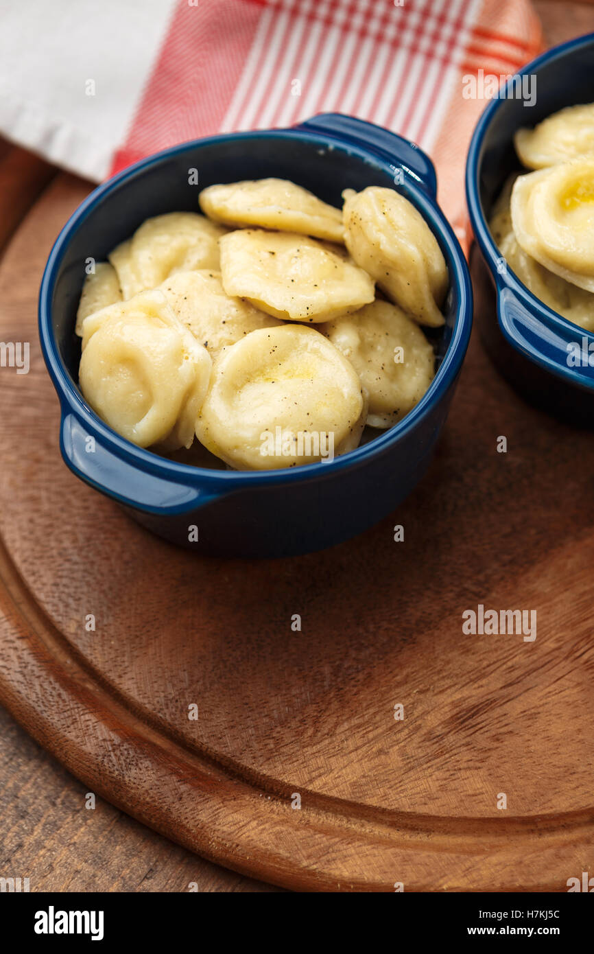 Meat Dumplings - russian boiled pelmeni in plate Stock Photo - Alamy