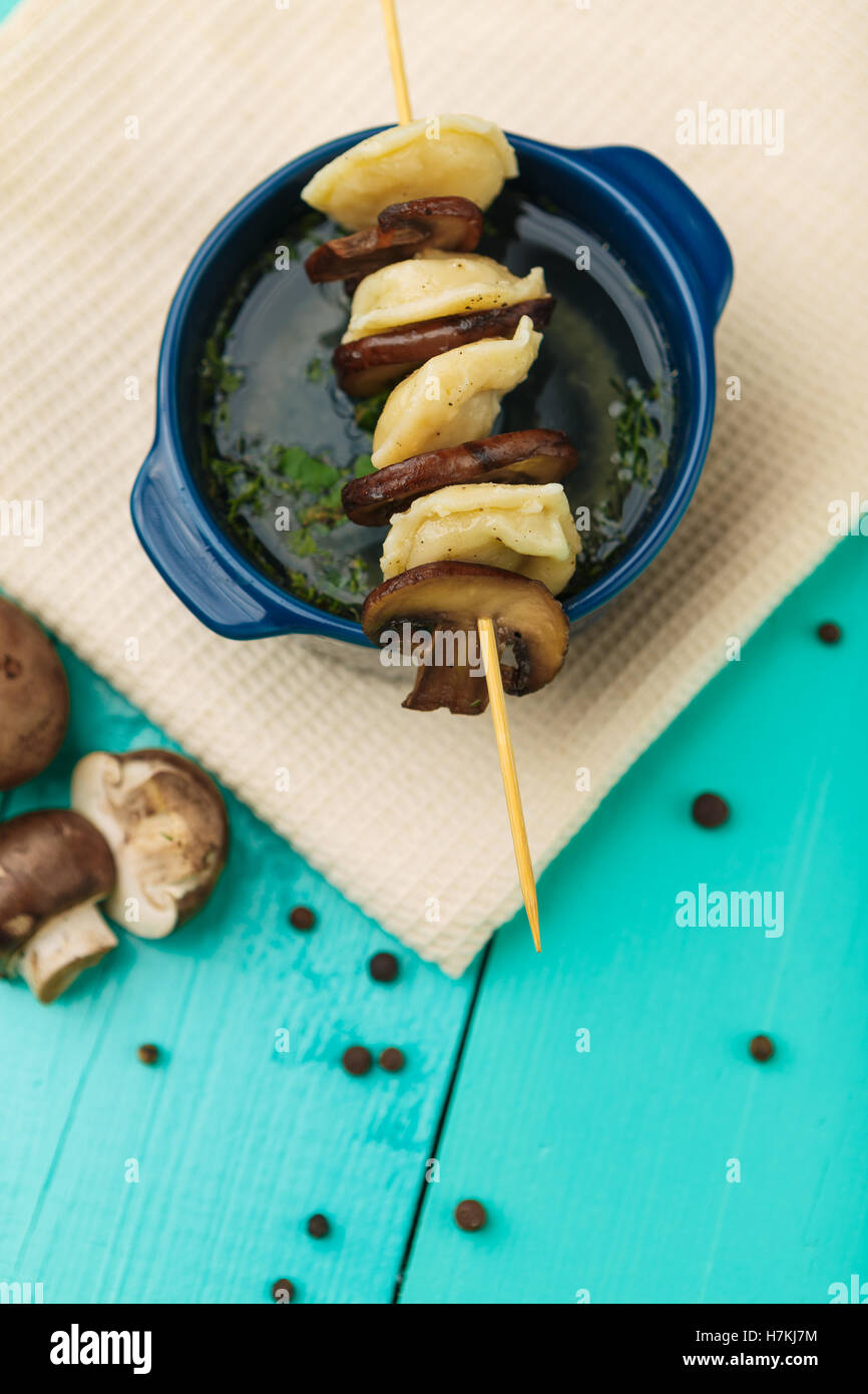 Meat Dumplings - russian boiled pelmeni in plate Stock Photo - Alamy