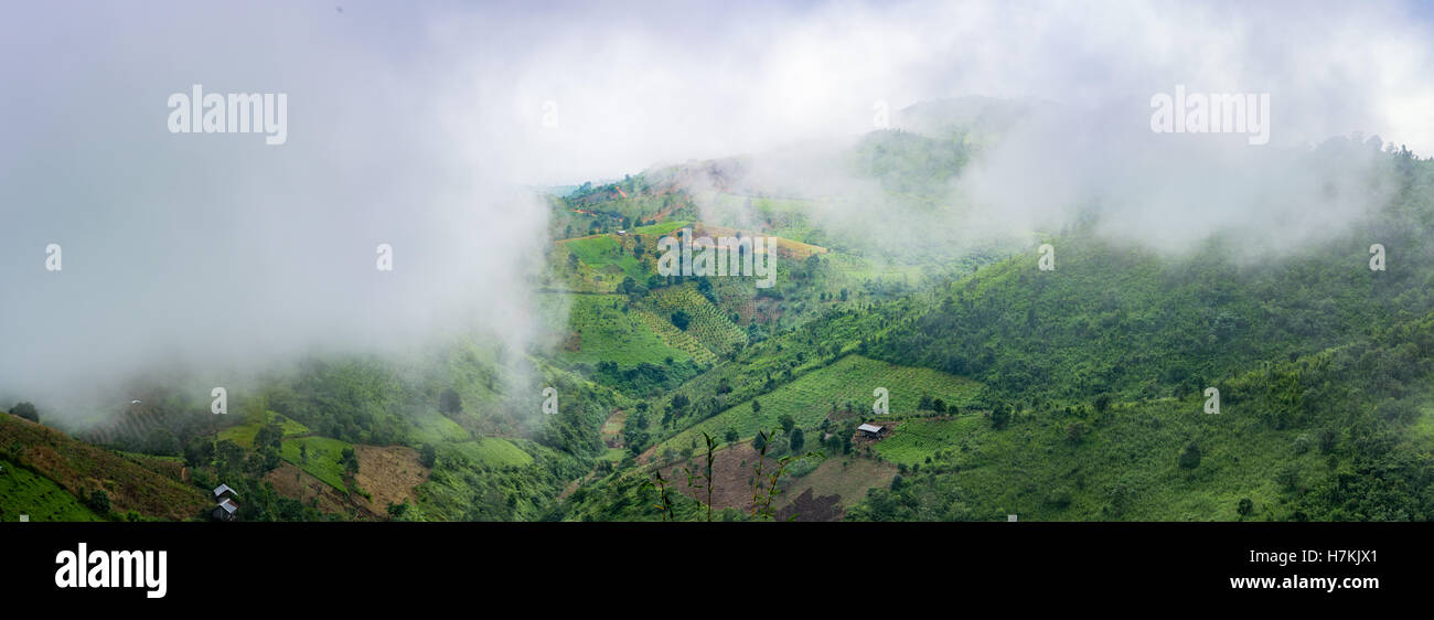 Panoramic view on Burma's misty landscape after a rain Stock Photo - Alamy
