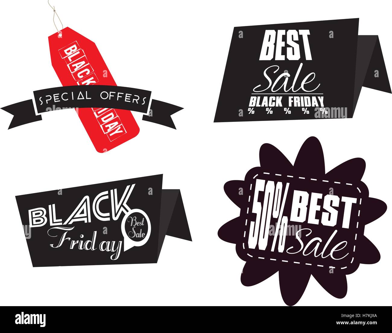 Set of black friday labels, Vector illustration Stock Vector Image ...