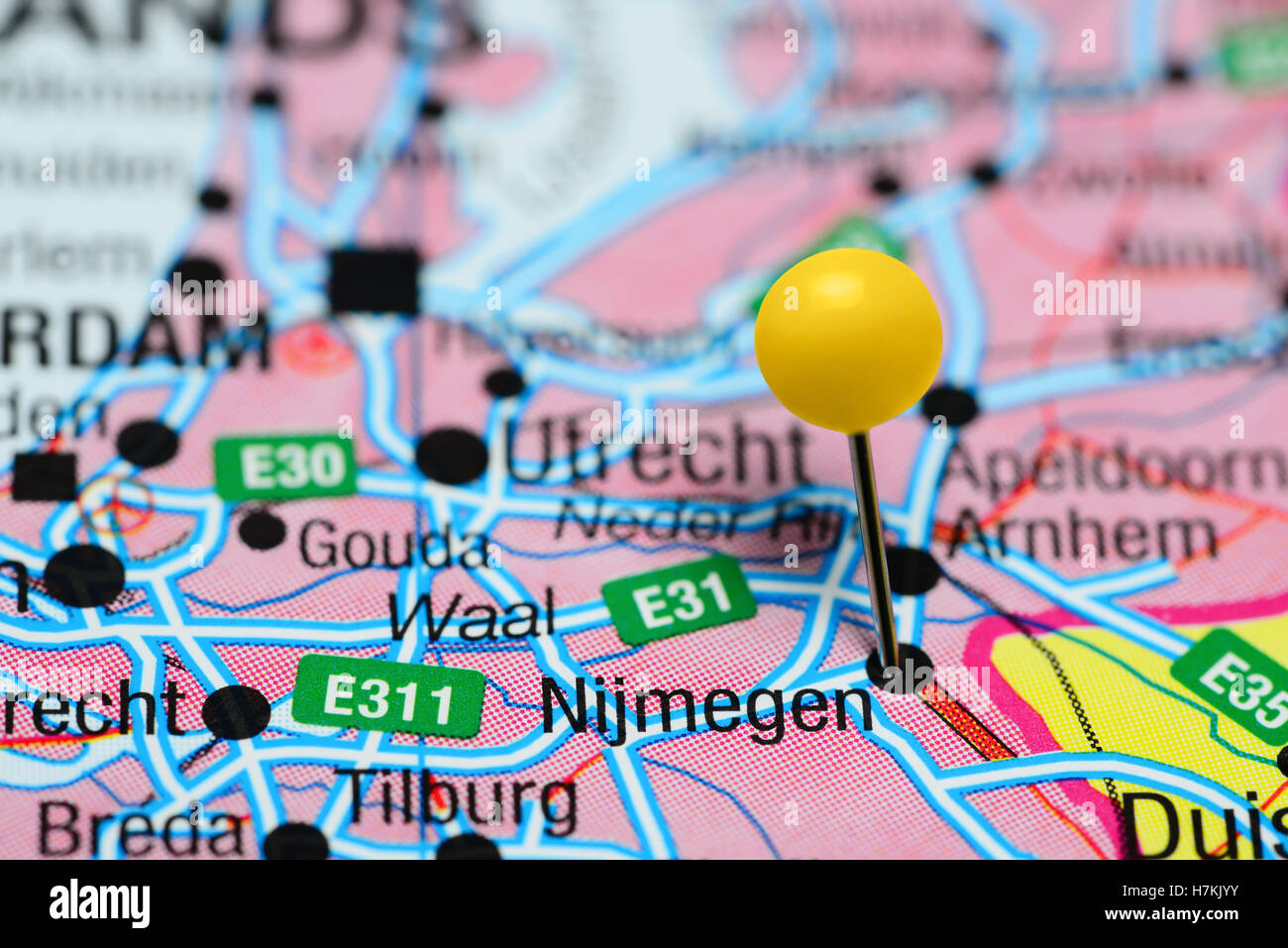 Nijmegen pinned on a map of Netherlands Stock Photo - Alamy