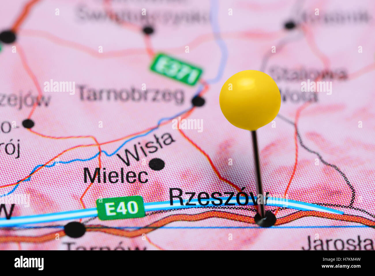 Rzeszow pinned on a map of Poland Stock Photo - Alamy