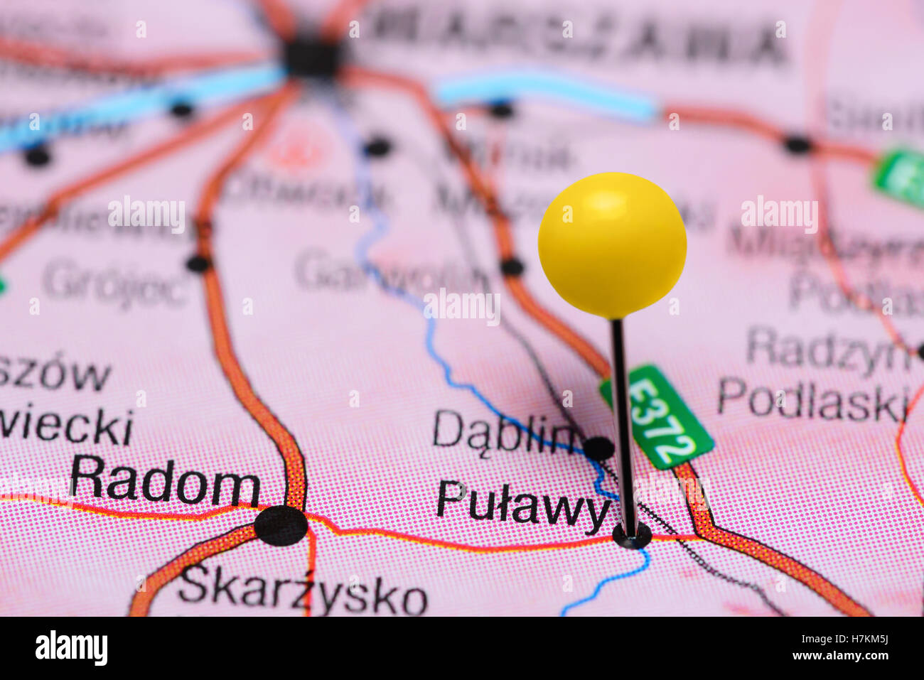 Pulawy pinned on a map of Poland Stock Photo - Alamy