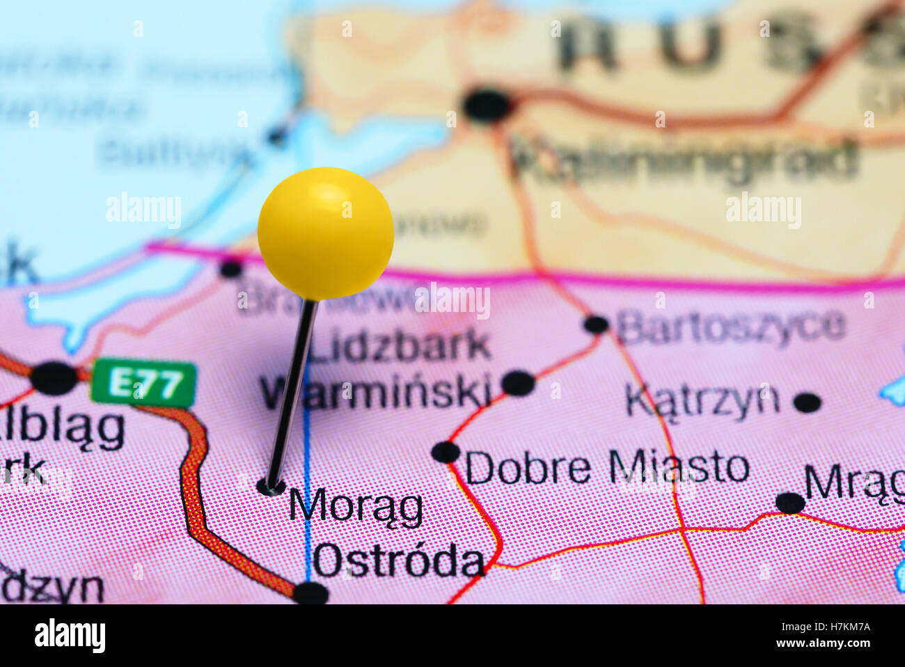 Morag pinned on a map of Poland Stock Photo - Alamy