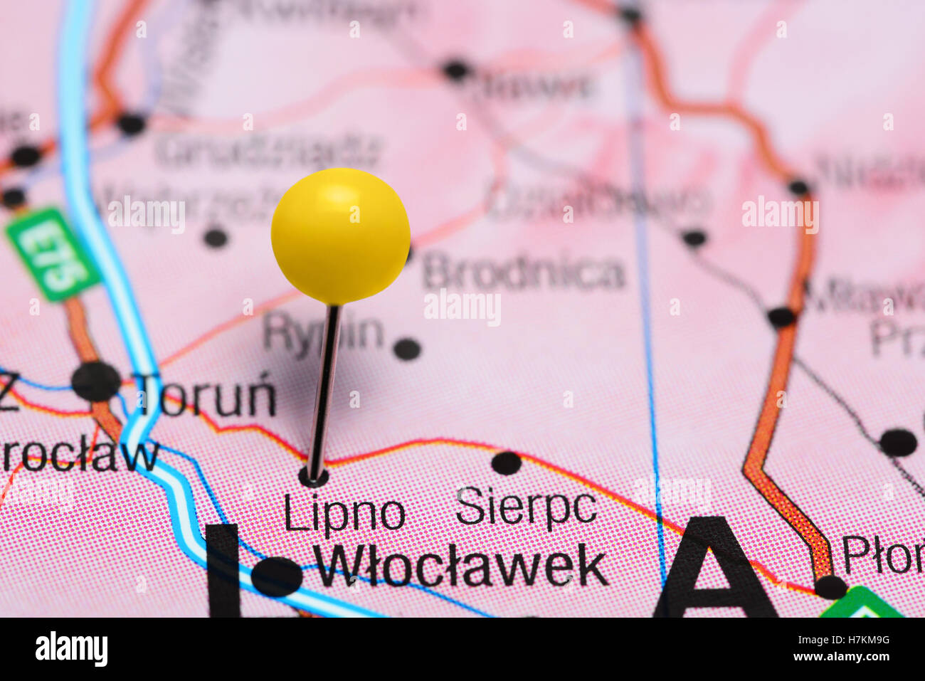 Lipno pinned on a map of Poland Stock Photo - Alamy