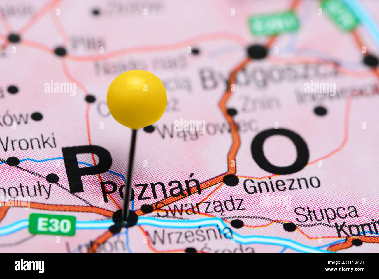 Poznan pinned on a map of Poland Stock Photo - Alamy