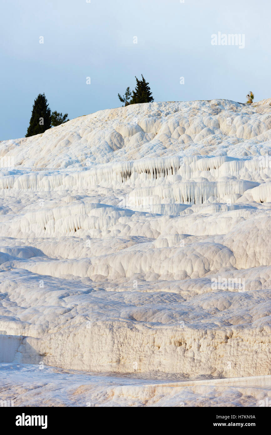 Turkey, Western Anatolia, Pamukkale, UNESCO site, white travertine ...