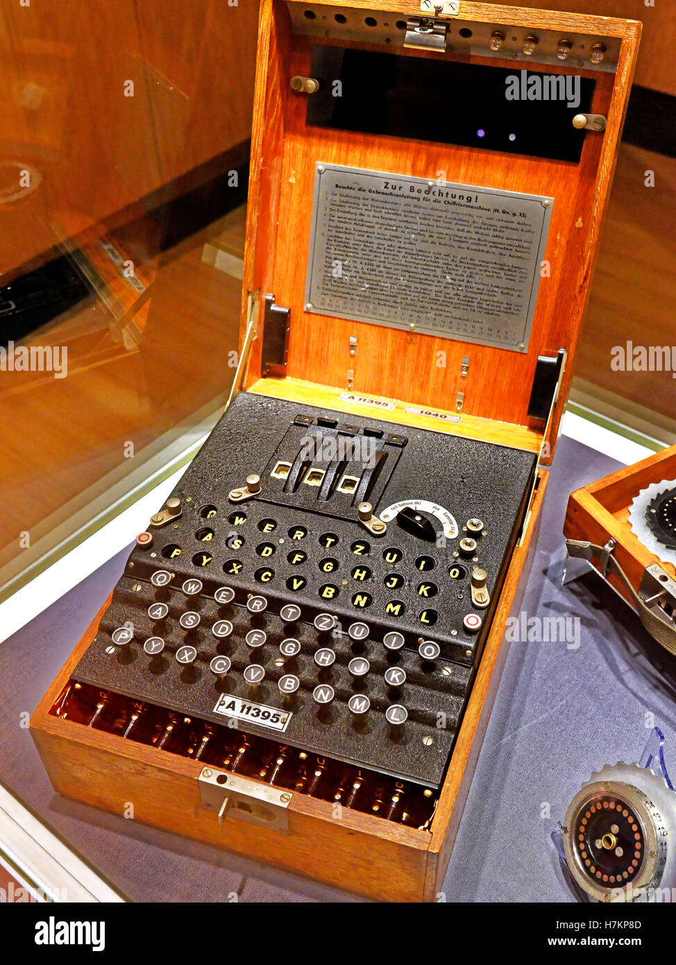 German WWII coding Enigma machine and boxed wheel Stock Photo - Alamy