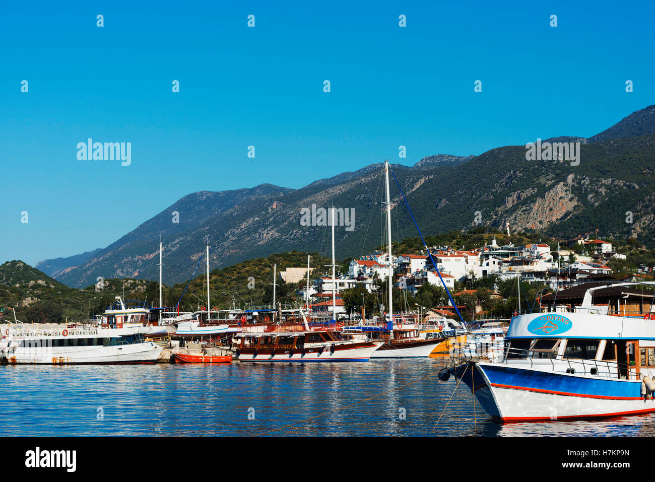 Turkey, Mediterranean Region, Turquoise Coast, Lycia, Kas harbour Stock ...
