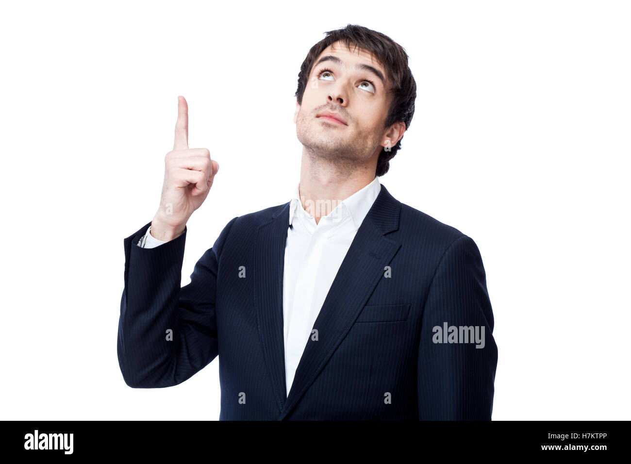 businessman pointing at copy space Stock Photo - Alamy