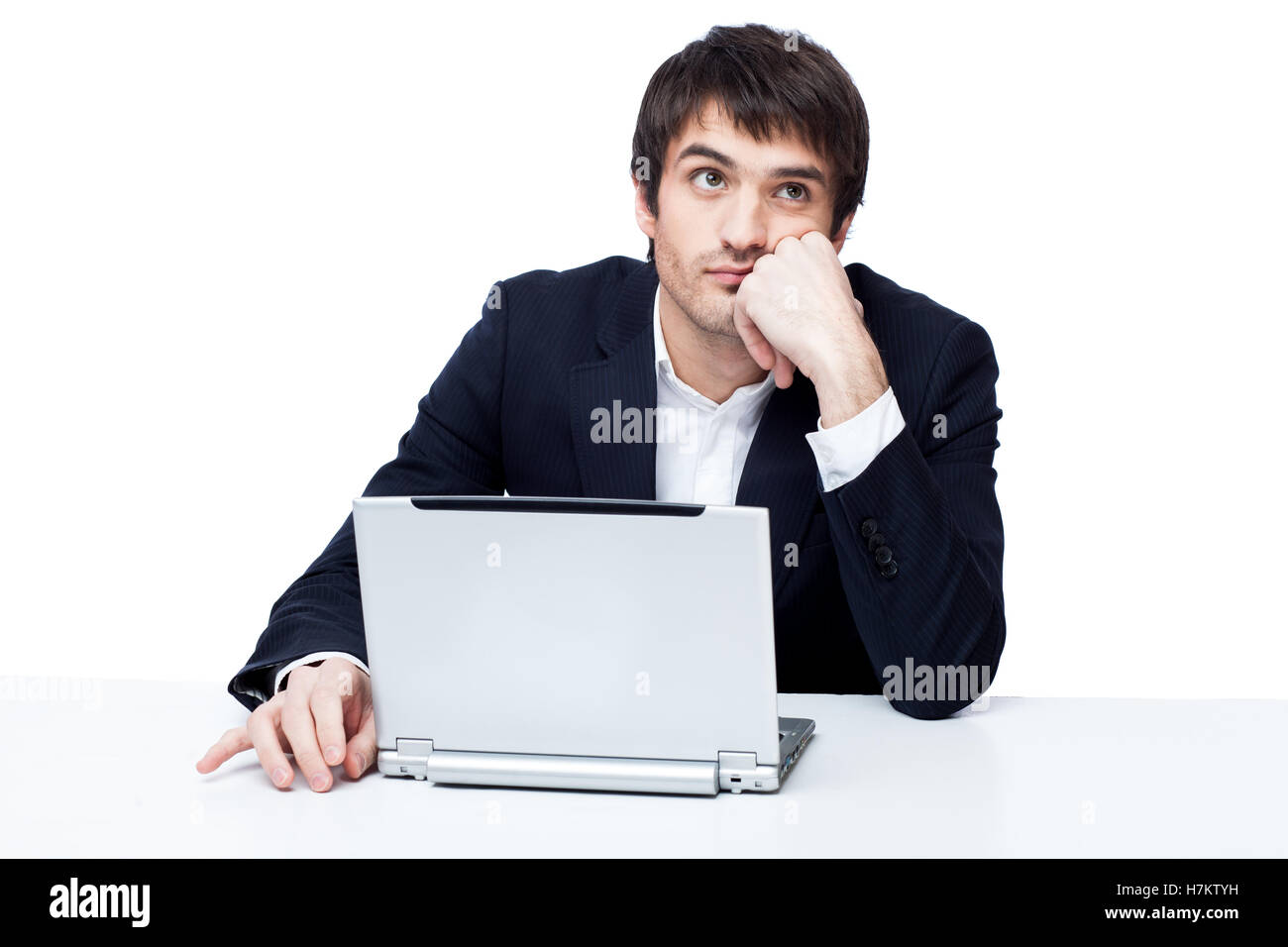 Tired businessman at work Stock Photo - Alamy