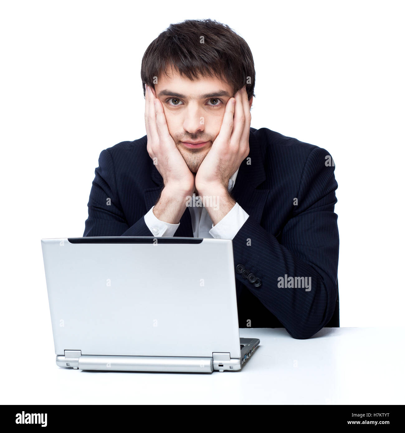 Office worker sitting table hand Cut Out Stock Images & Pictures - Alamy