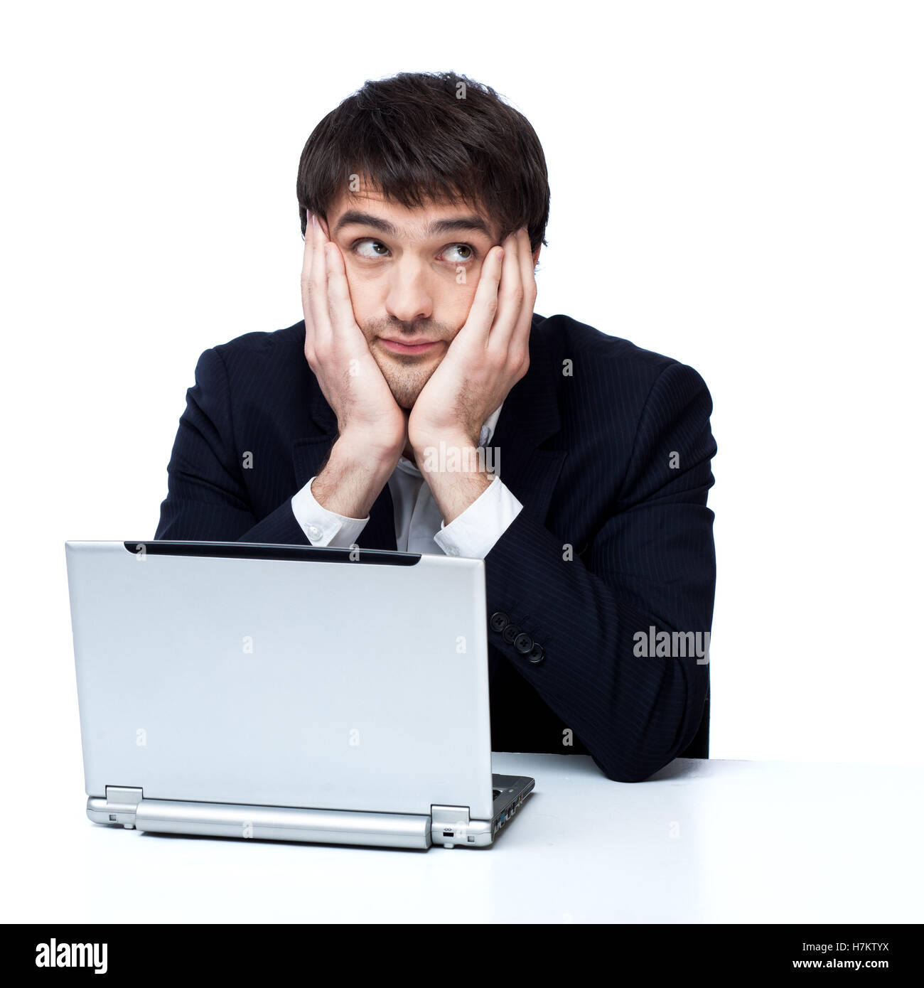 Tired at work desk Cut Out Stock Images & Pictures - Alamy
