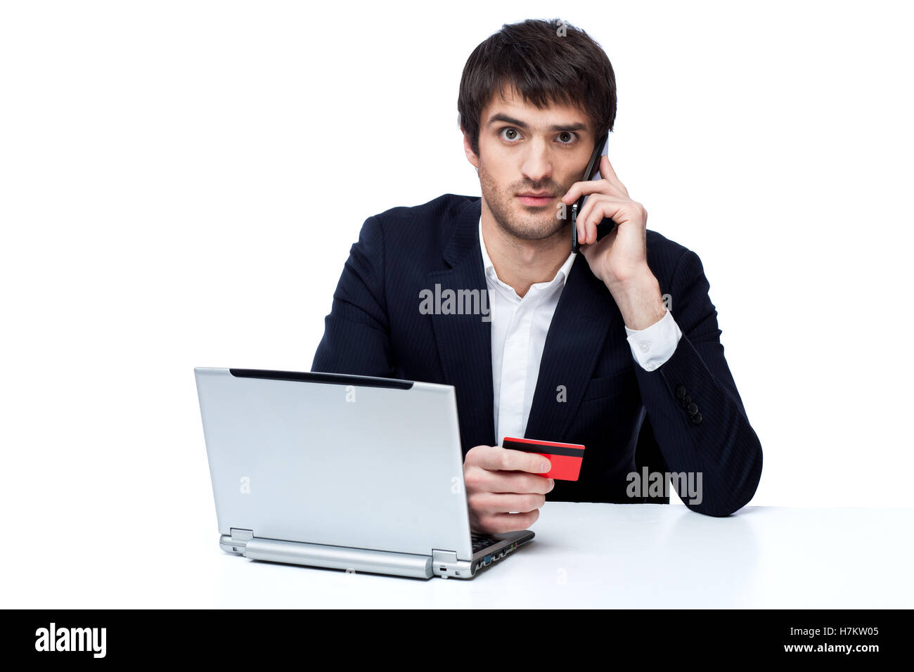 Man shopping online using laptop Cut Out Stock Images & Pictures - Alamy